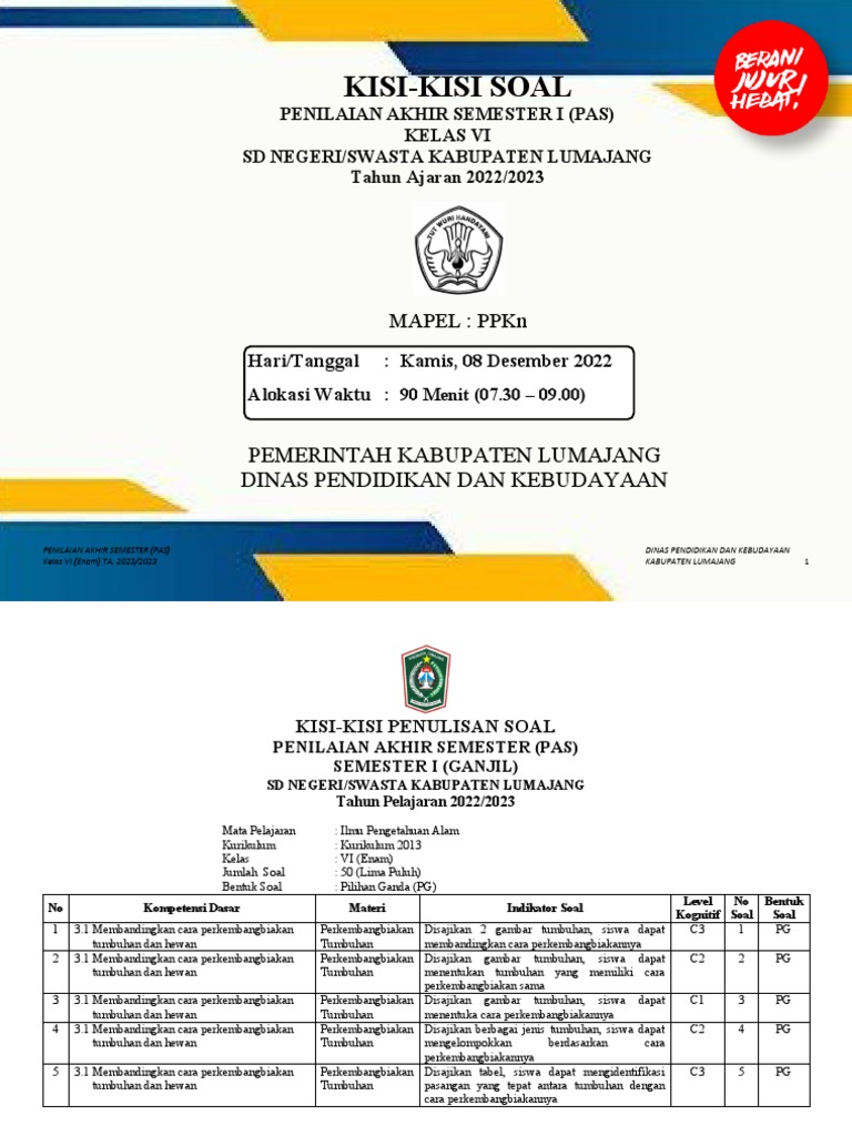 Kisi-Kisi PAS Ganjil IPA 2022-2023 | PDF