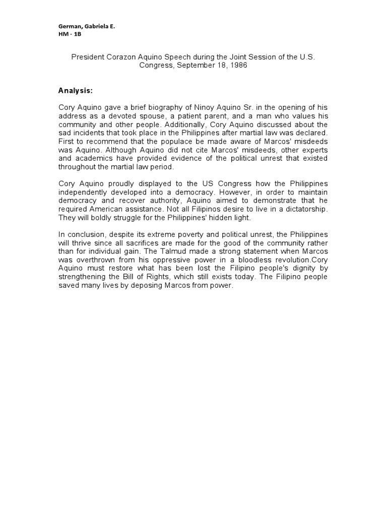 Reflection On Cory's Speech in RIPH | PDF