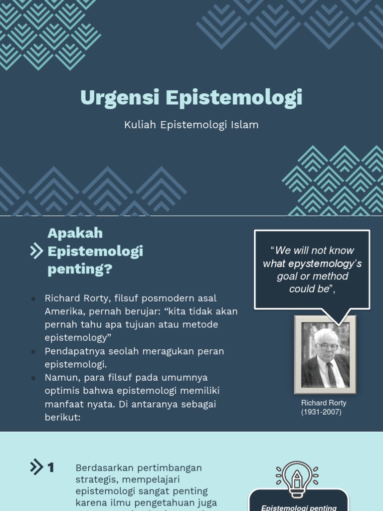 Materi 2 - Urgensi Epistemologi | PDF