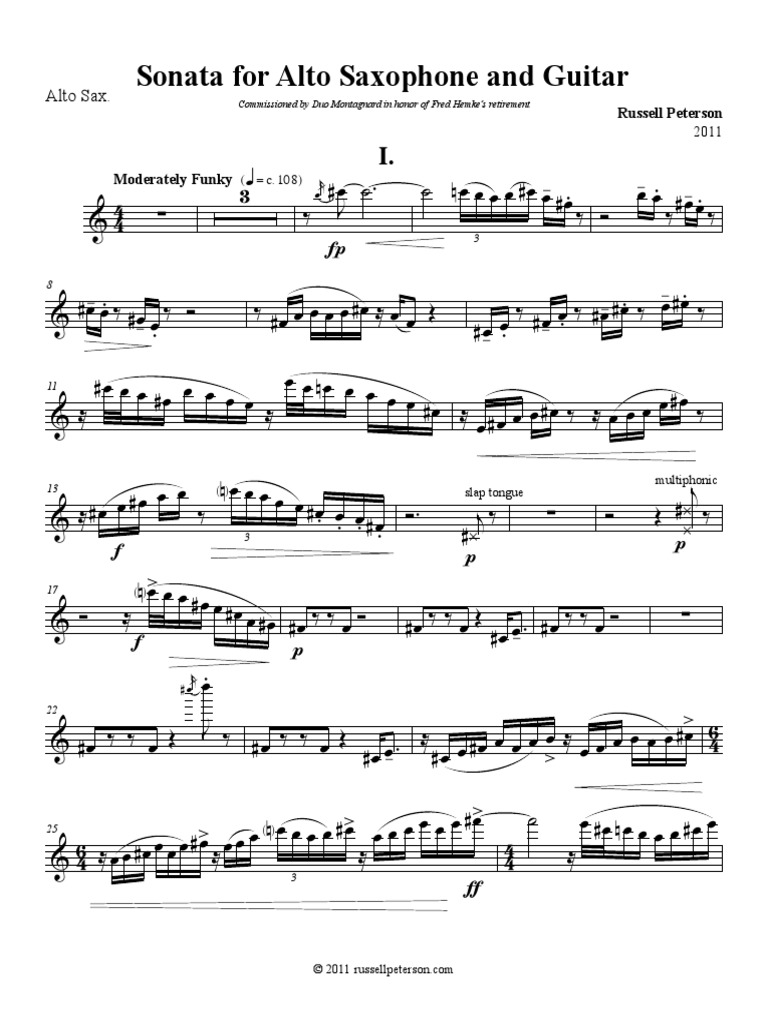 Sonata For Alto Sax and Guitar - Russell Peterson (Sax) | PDF