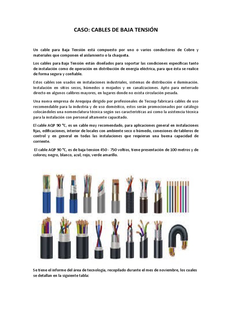 CASO de Cables de BAJA TENSIÓN | PDF | Cantidades fisicas | Ingenieria ...