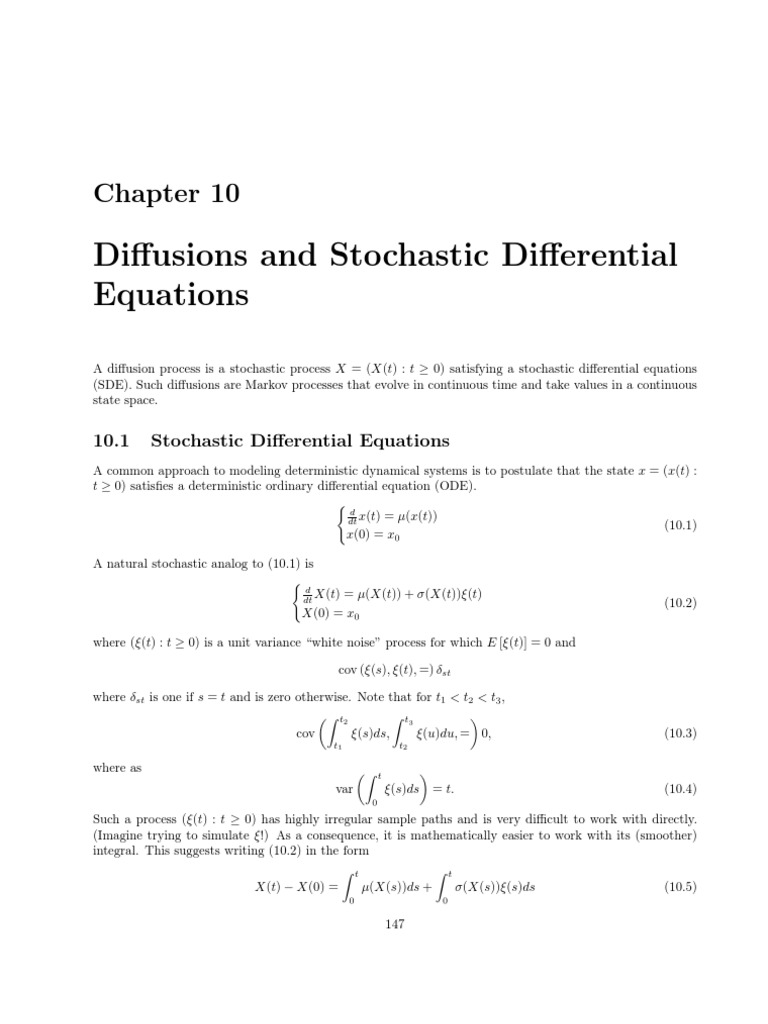 Diffusions and Stochastic Differential Equations | PDF | Stochastic ...