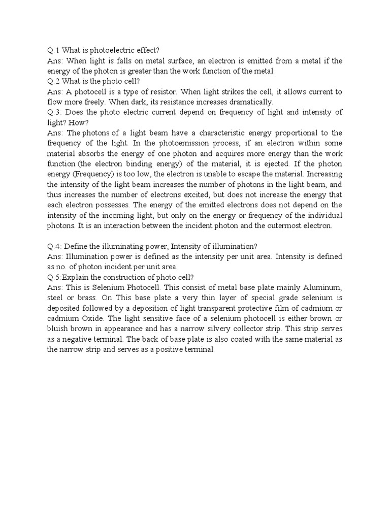 Photocell | PDF