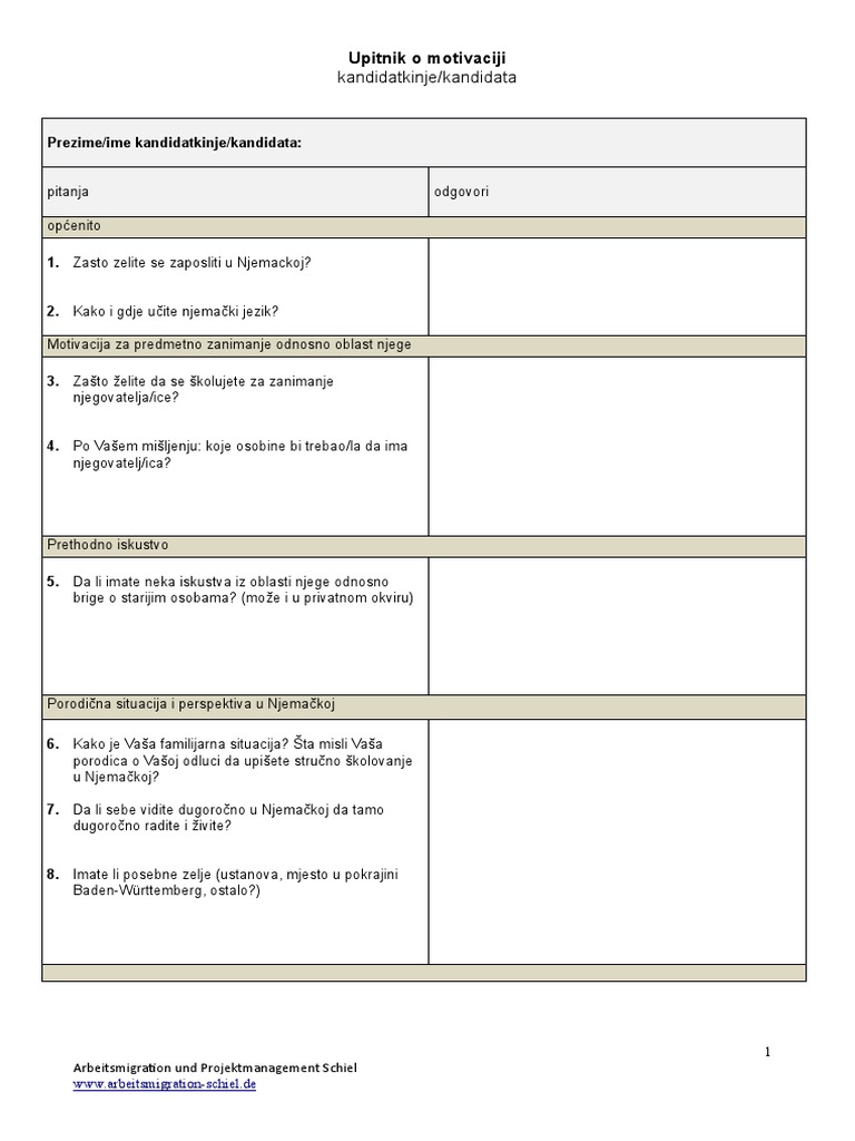 Upitnik o Motivaciji 2020 | PDF