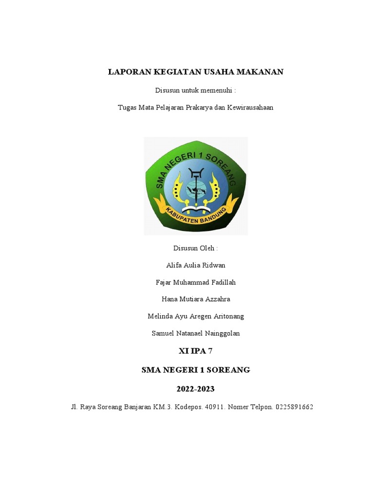 Laporan Kegiatan Usaha Makanan Pdf