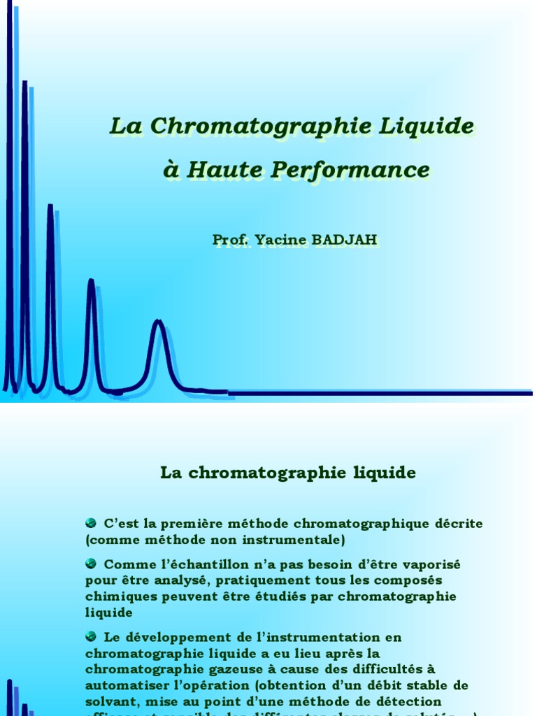 COURS1 | PDF | Chromatographie | Chromatographie en phase liquide à ...