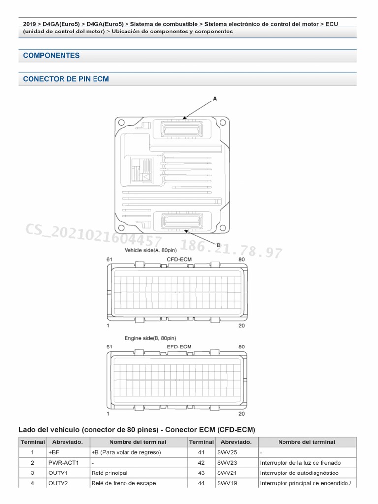 Pin Out Hyundai D6GA Euro 5 | PDF