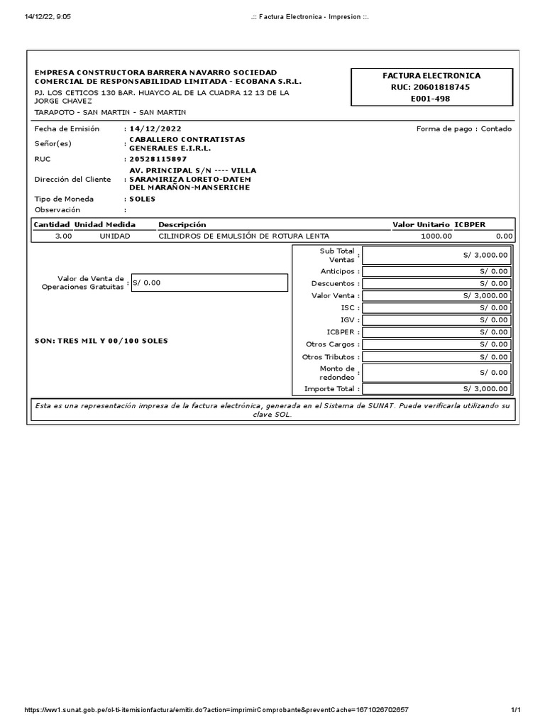 E001-498-Ecobana S.R.L. | PDF | Dinero | Pagos