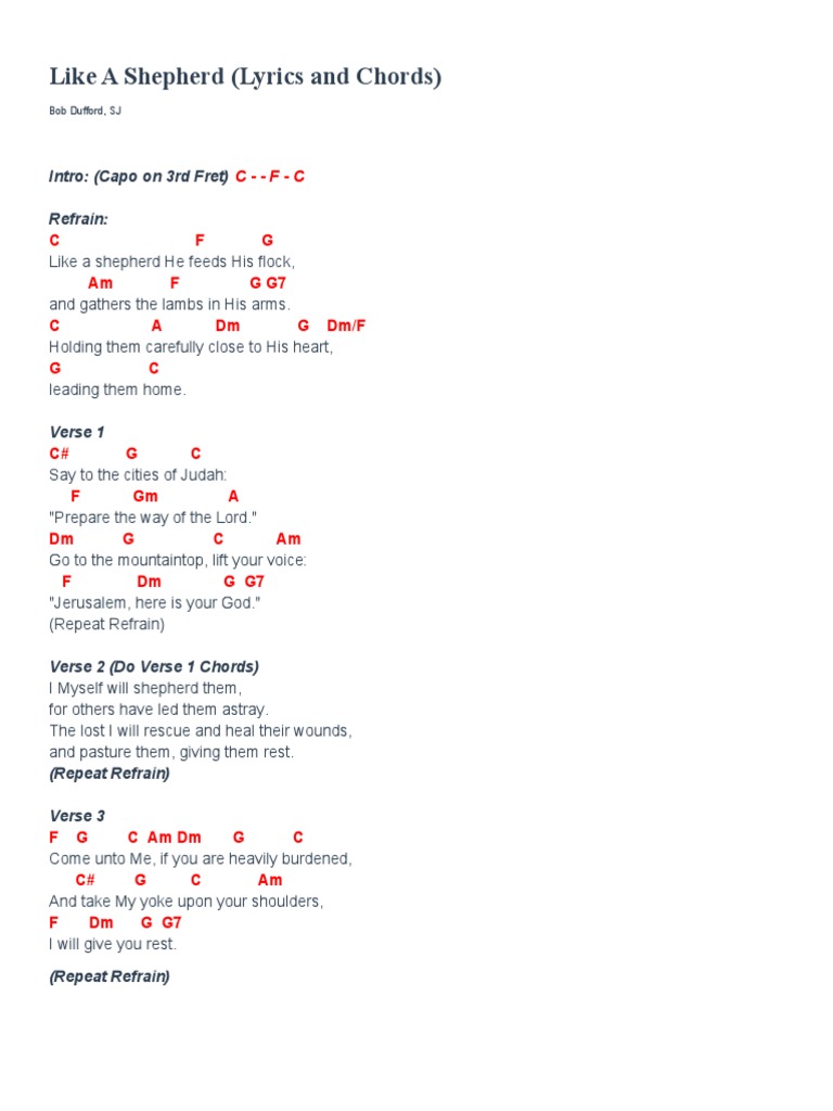 Like A Shepherd (Lyrics and Chords) | PDF