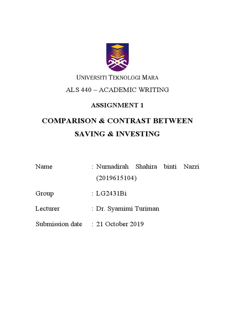 Assignment 1 Essay (Saving Vs Investing) | PDF | Investing | Interest Rates