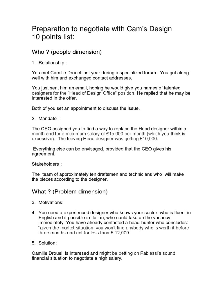 Negotiation Strategy for Design Hire | PDF