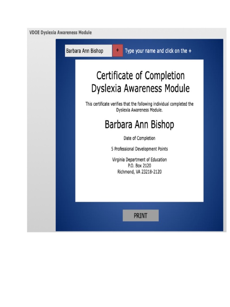 dyslexia certificate | PDF
