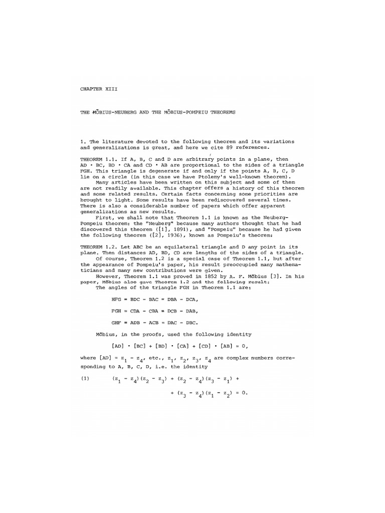Mobius-Neuberg and Mobius-Pompeiu Theorem | PDF