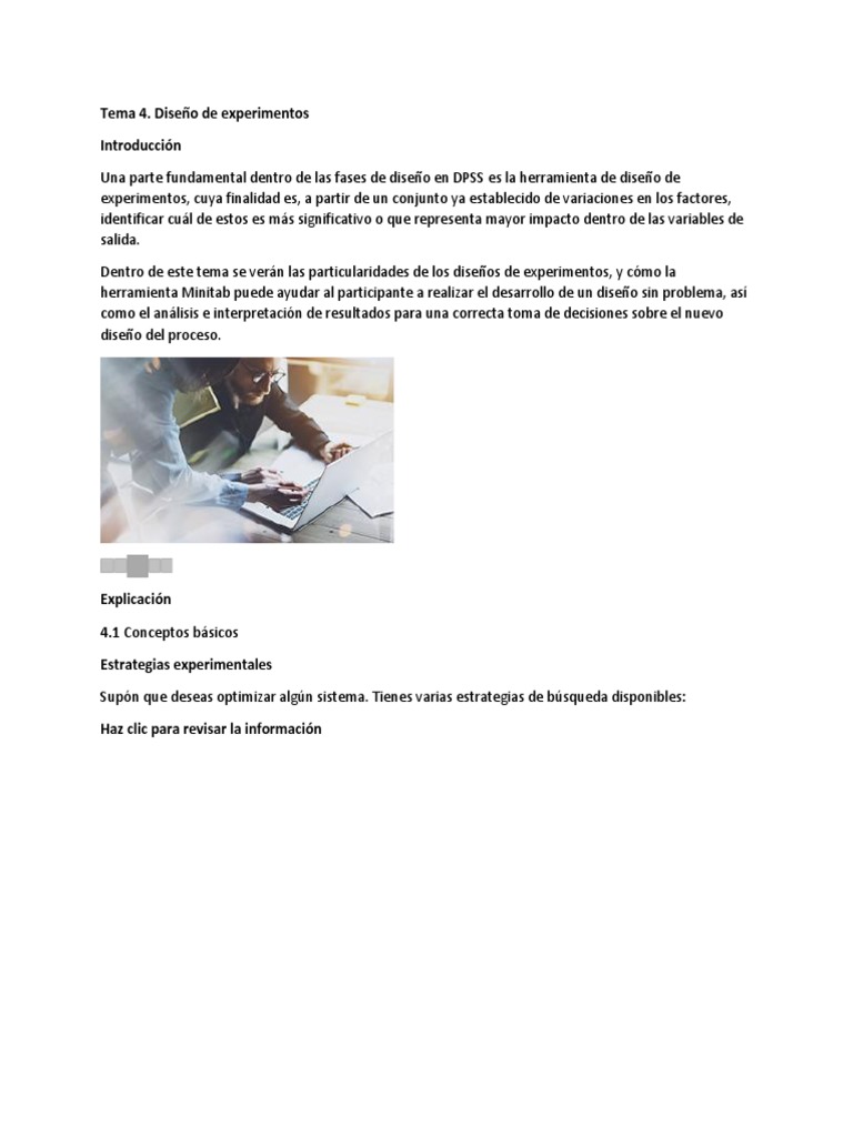 Tema 4. Diseño de Experimentos | PDF | Diseño de experimentos | Experimentar