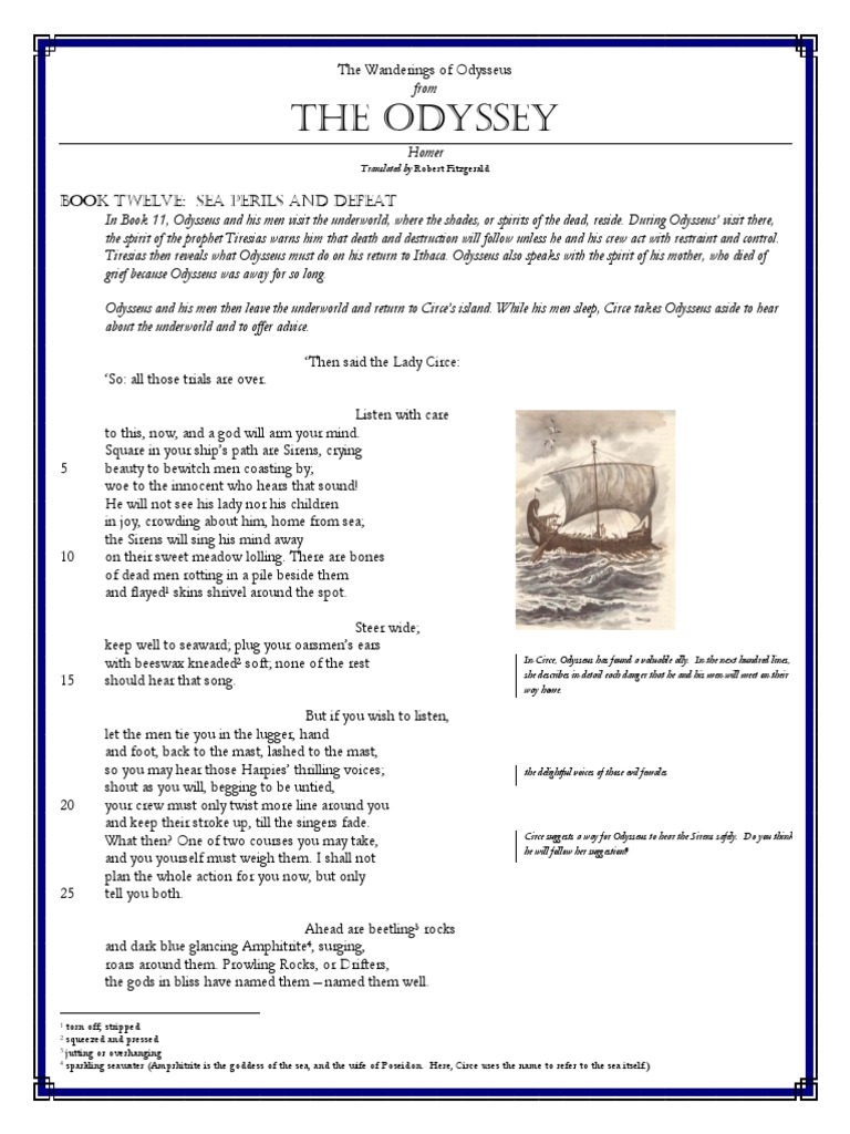 Odyssey - Book 12 (Sea Perils and Defeat) | PDF | Odysseus | Odyssey