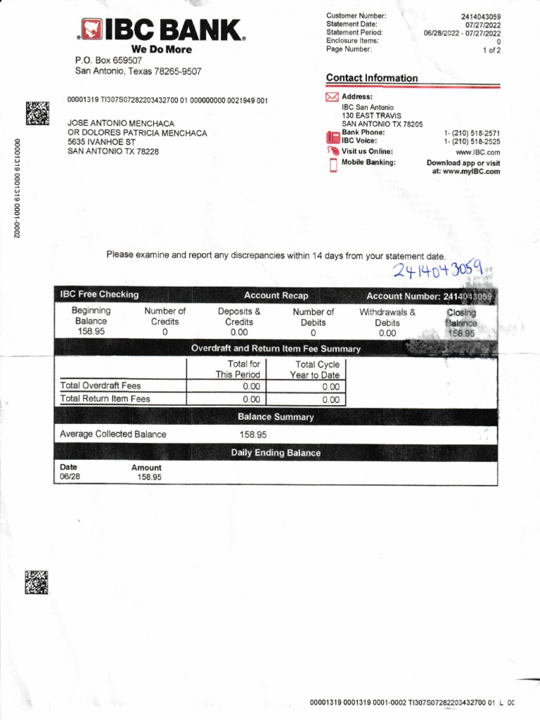 IBC Bank Statement | PDF