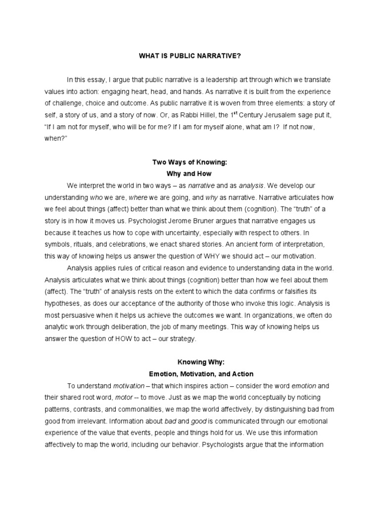 What Is Public Narrative.3.8.07 | PDF | Narrative | Storytelling