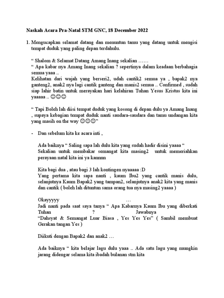 Acara Pra-Natal STM GNC 2022 | PDF