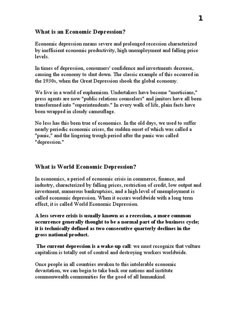 What Is Economic Depression | PDF | Recession | Great Depression