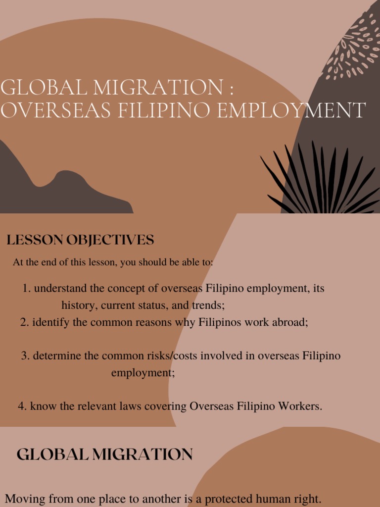 Reasons for Filipino Overseas Employment | PDF | Migrant Worker ...