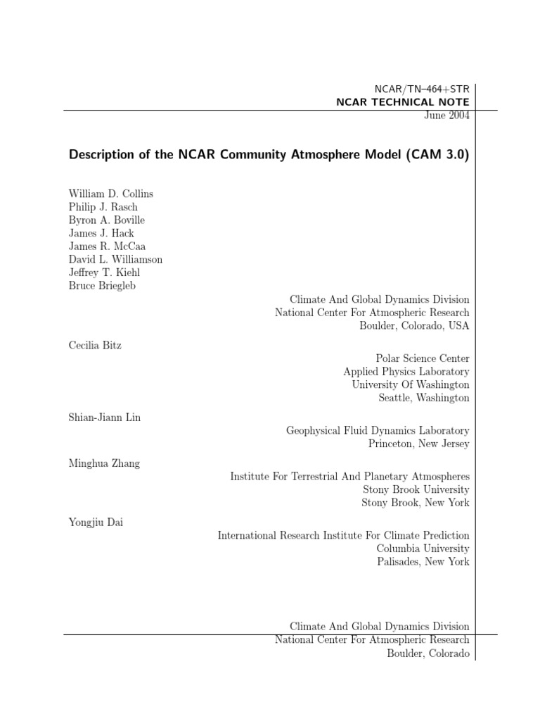 Description of The NCAR Community Atmosphere Model | PDF | General ...