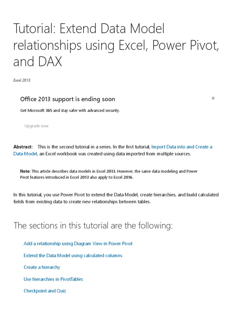 Tutorial - Extend Data Model Relationships Using Excel, Power Pivot, and DAX - Microsoft Support ...