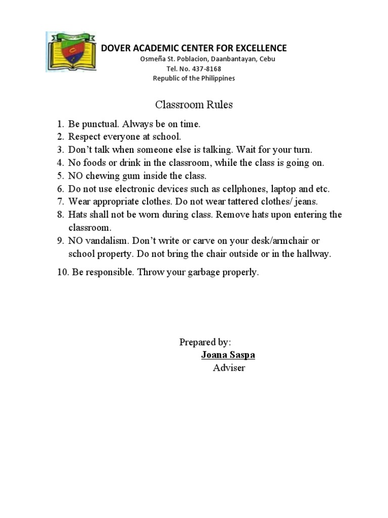Classroom rules | PDF