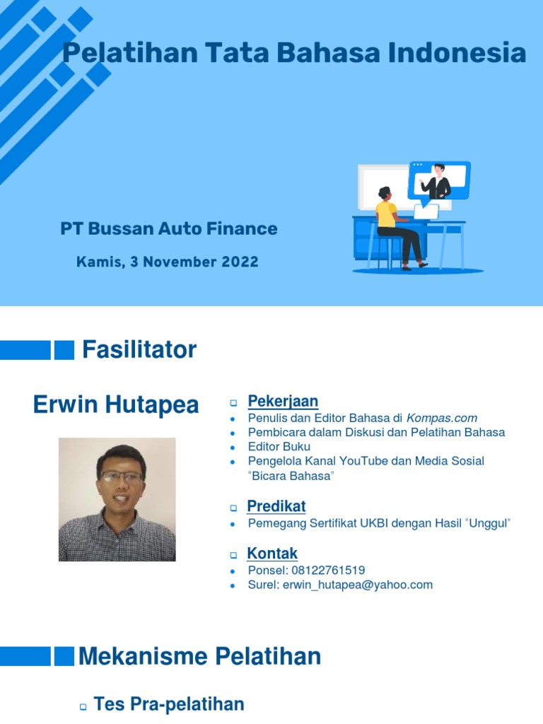 Pelatihan Tata Bahasa Indonesia - PT BAF | PDF