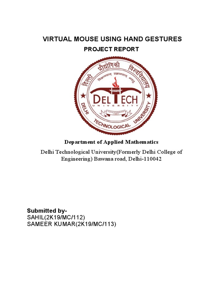 Virtual Mouse via Hand Gestures | PDF | Computer Vision | Machine Learning