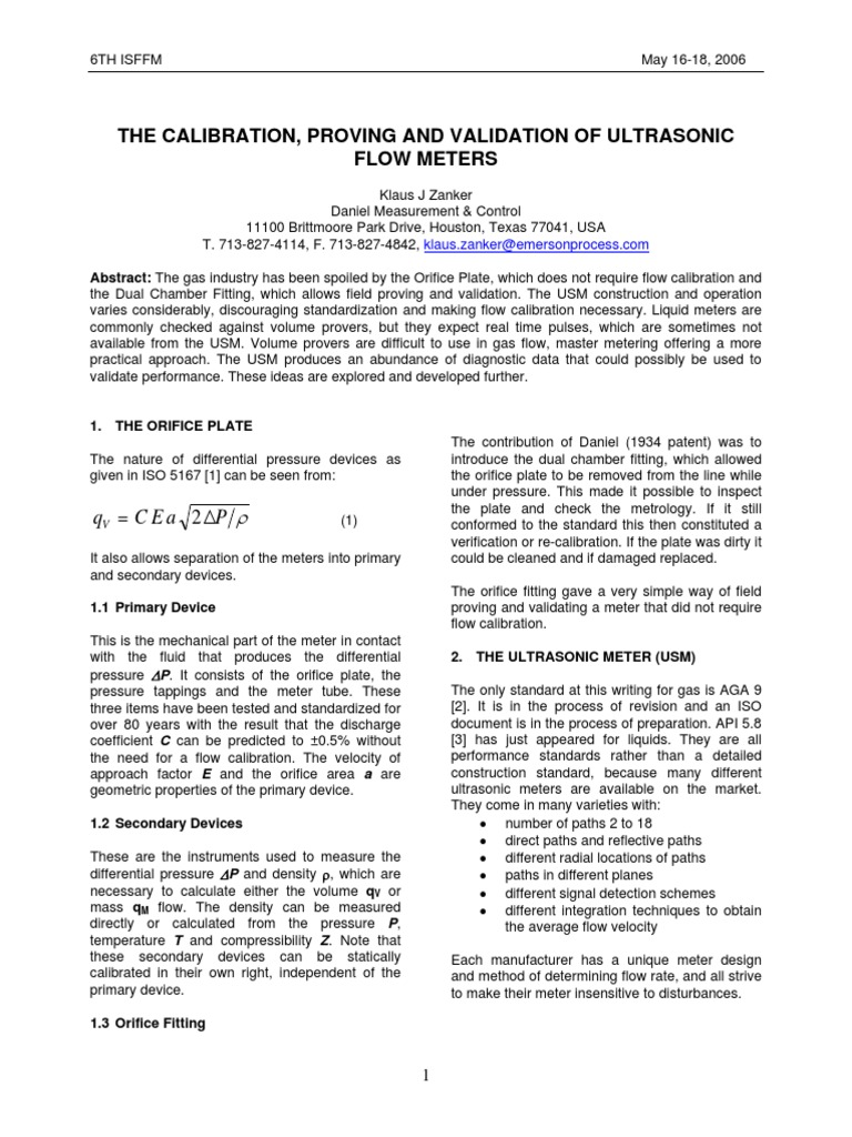 Ultrasonic Flow Meter Calibration Guide | PDF | Flow Measurement ...