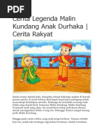 Cerita Legenda Malin Kundang Anak Durhaka | PDF