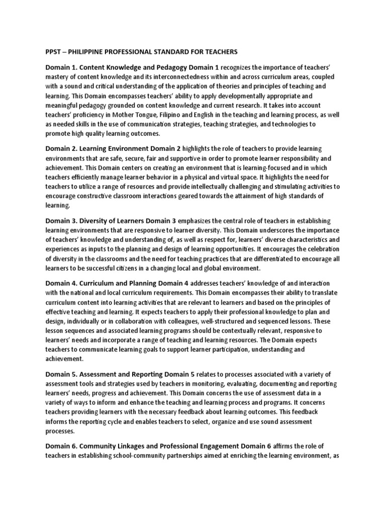 PPST | PDF | Learning | Teachers