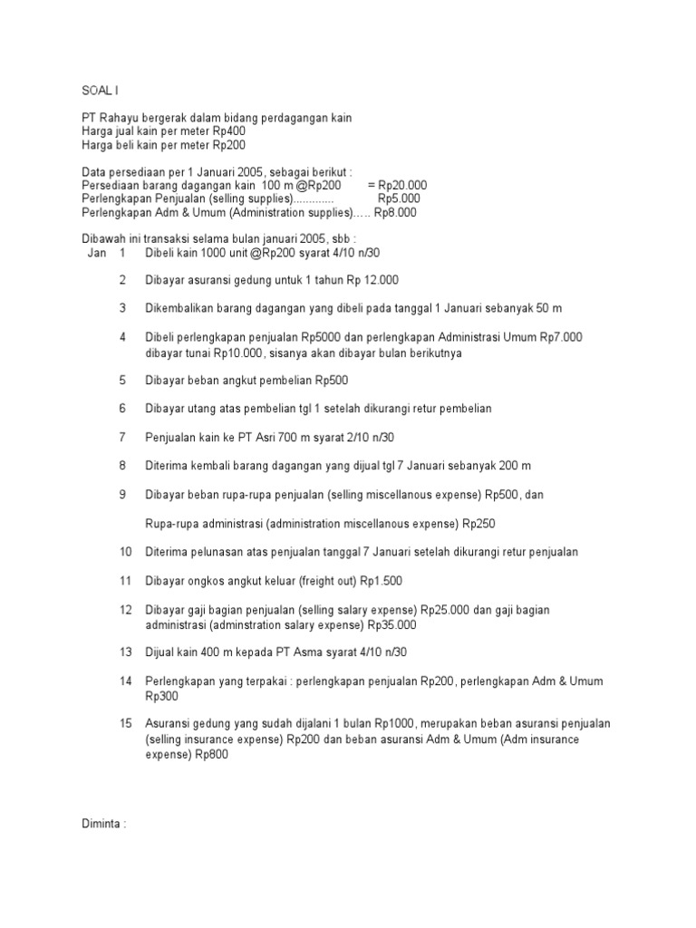 SOAL Persediaan | PDF
