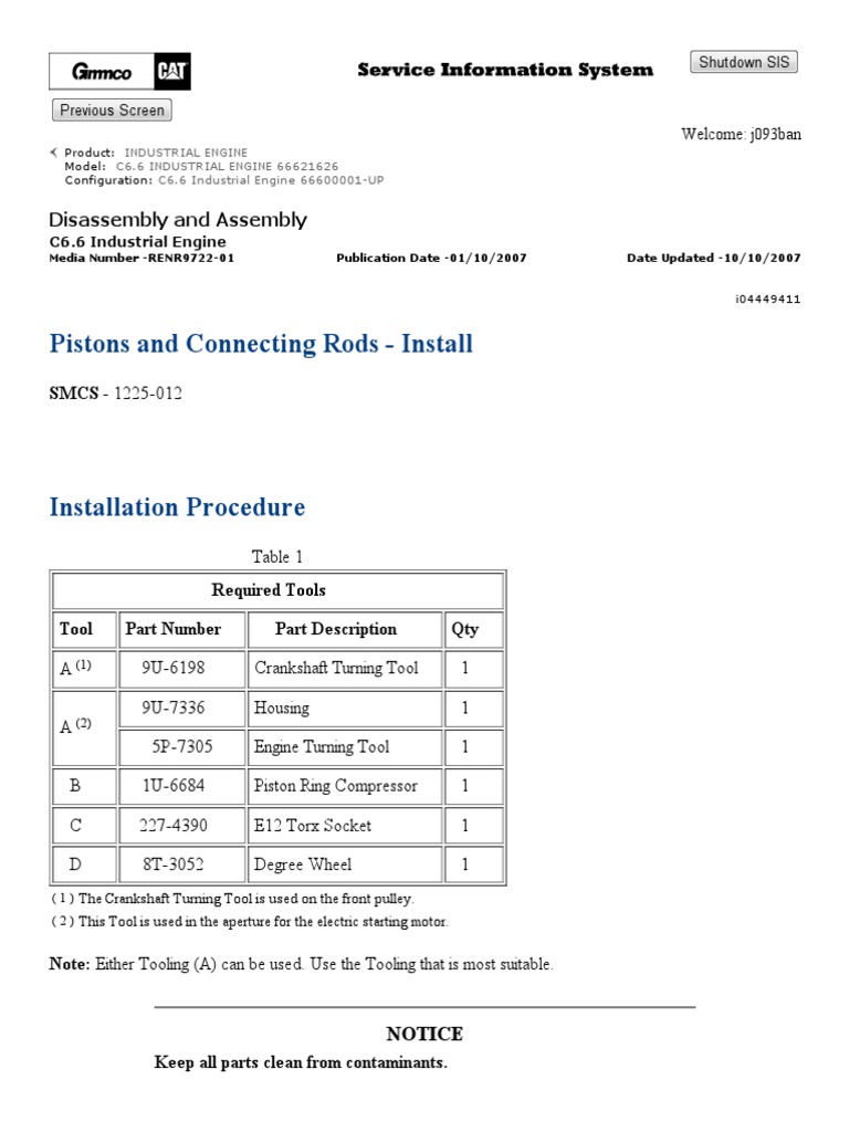 C6.6 Connecting Rod Fitting | PDF | Piston | Internal Combustion Engine