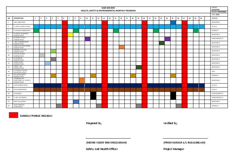 Hse Monthly Programme November 2022 | PDF | Safety | Occupational ...