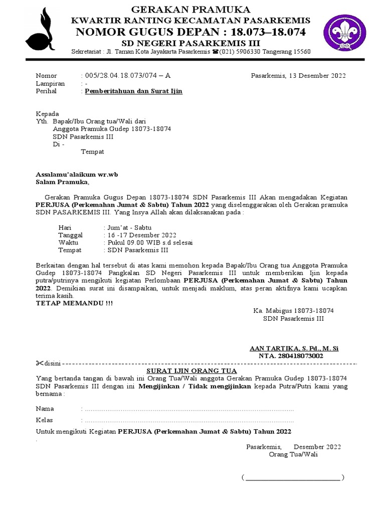 Surat Ijin Persami | PDF