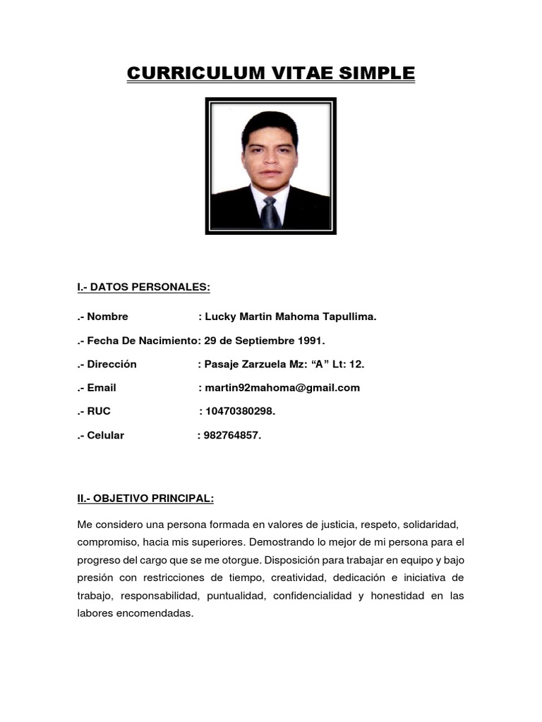 Curriculum Vitae Simple | PDF