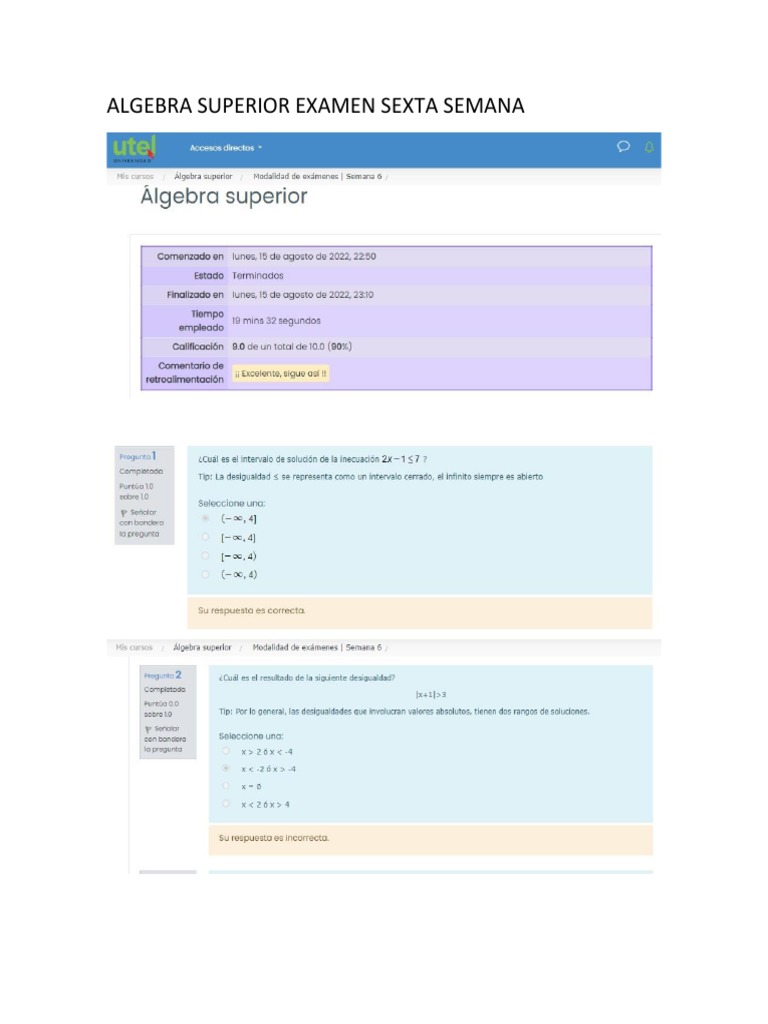 Algebra Superior Examen Sexta Semana | PDF