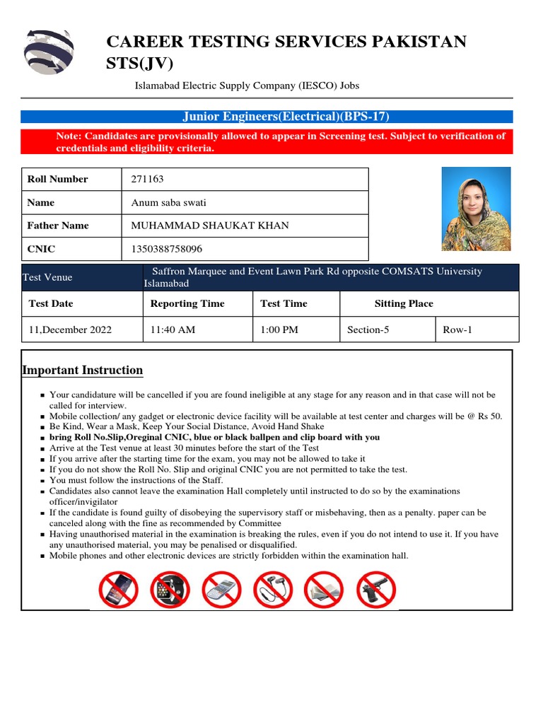 Career Testing Services Pakistan Sts (JV) : Junior Engineers ...