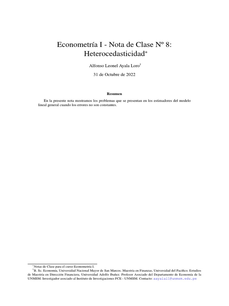 NClaseEconometriaI 2022 2 08 | PDF | Mínimos cuadrados ordinarios | Econometría