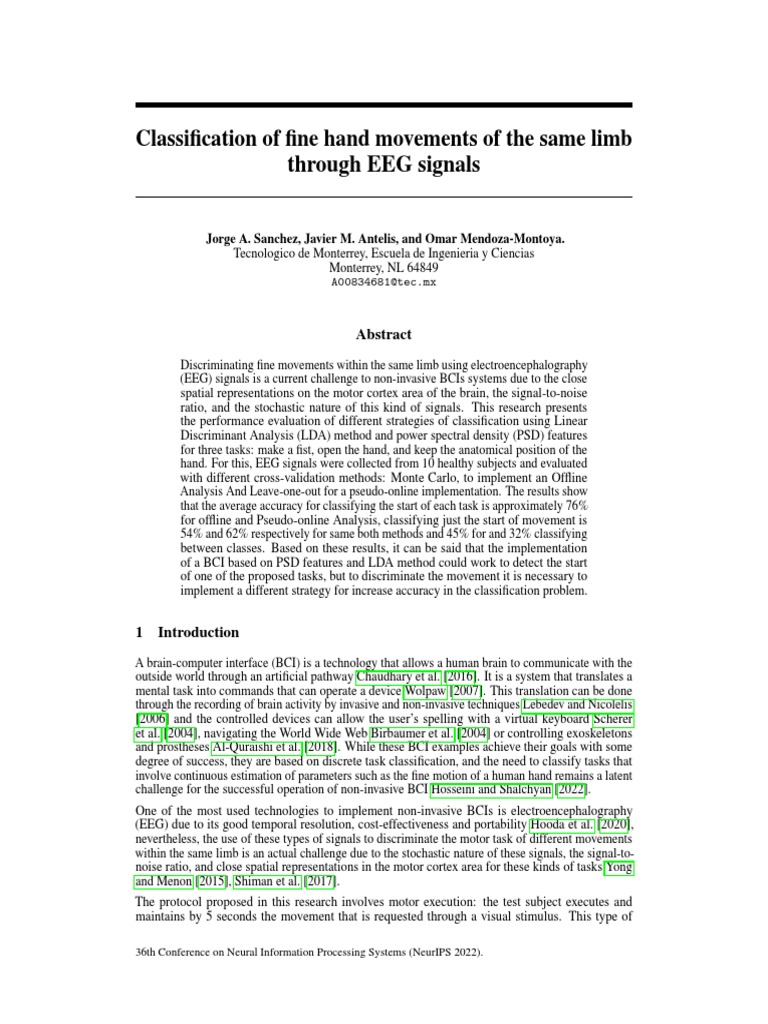 NeurIPS 2022 JorgeAndresSanchezBautista | PDF | Electroencephalography ...