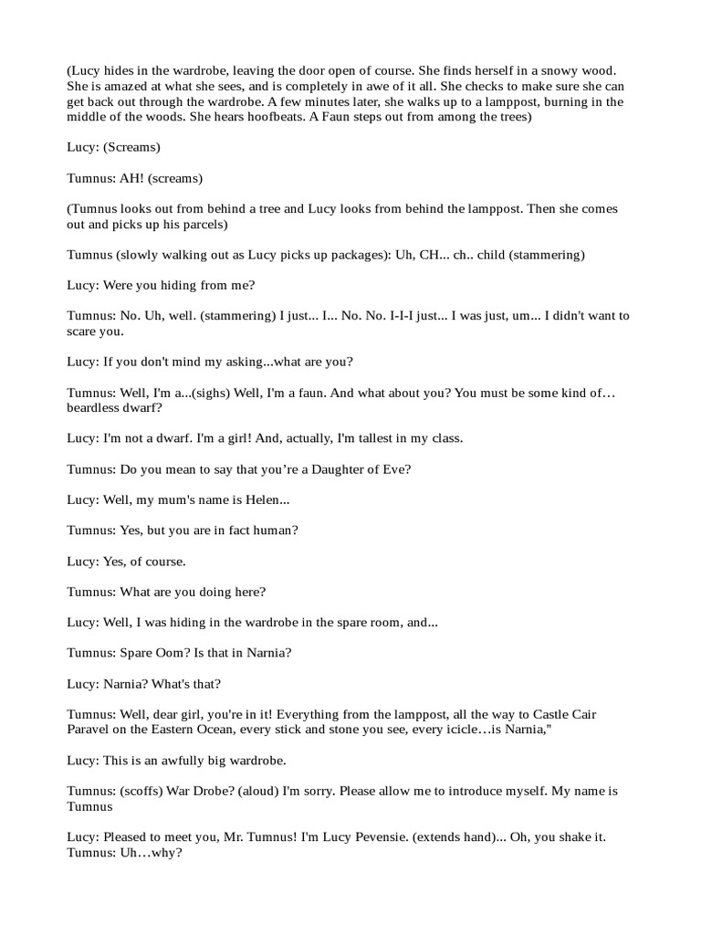 Narnia Script - Lucy and MR Tumnus | PDF