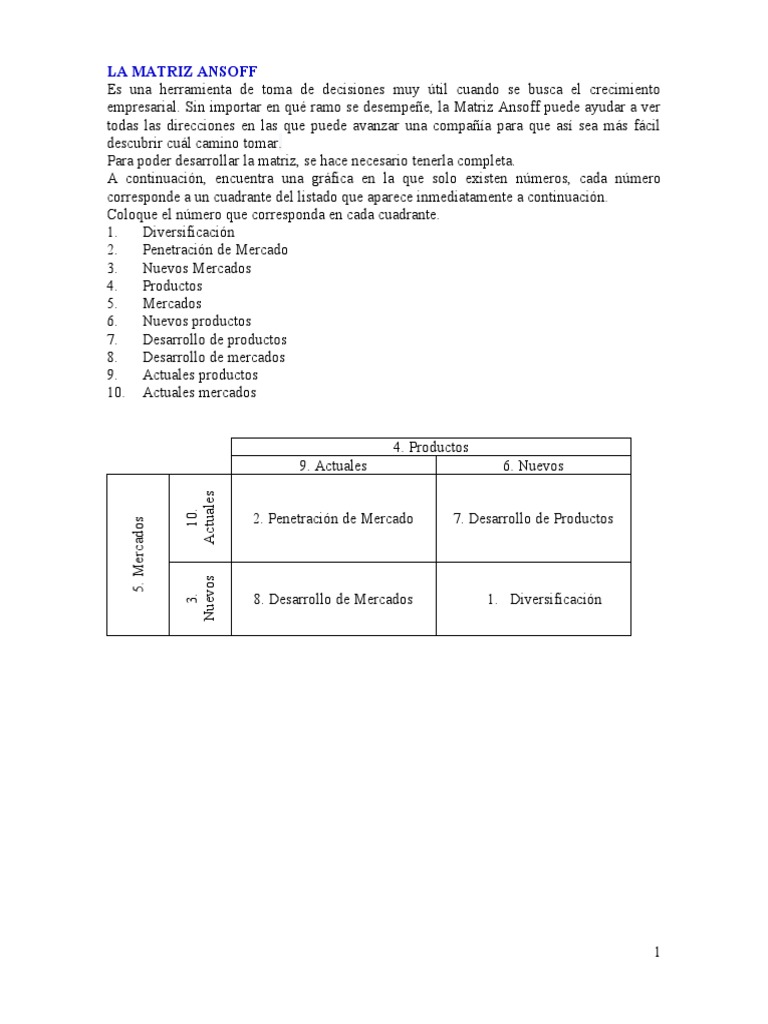 Matriz Ansof | PDF
