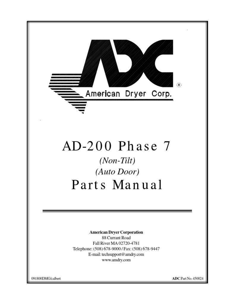 AD-200 Parts Manual PN 450024 (REV-1) 092401 | PDF | Washing Machine ...