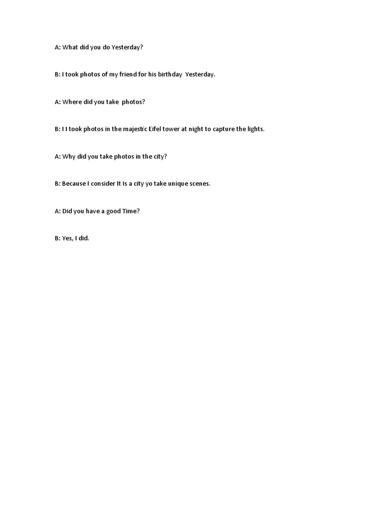 Mini - Conversation. Past Simple | PDF