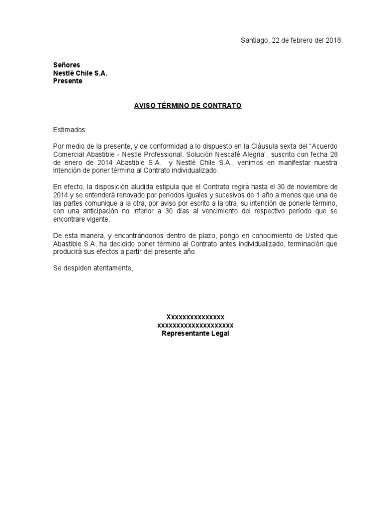 Modelo Carta Término Contrato | PDF