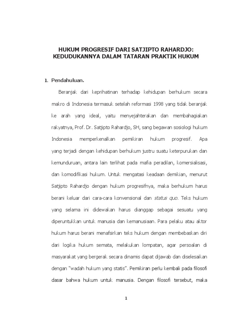 Hukum Progresif Dari Satjipto Rahardjo | PDF