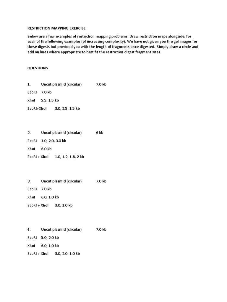 Restriction Mapping Exercise Pdf