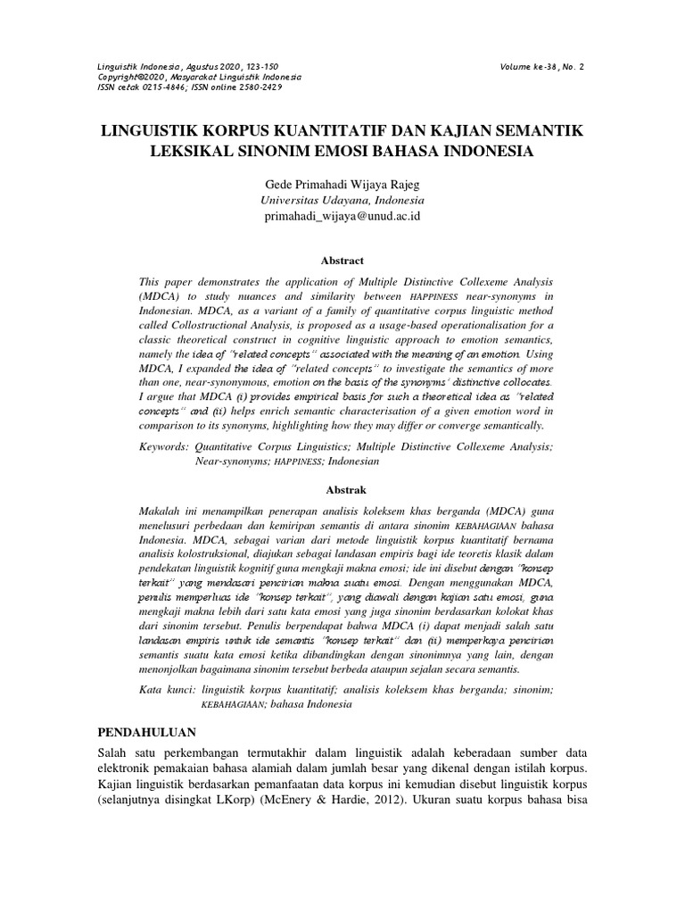 Linguistik Korpus Kuantitatif | PDF