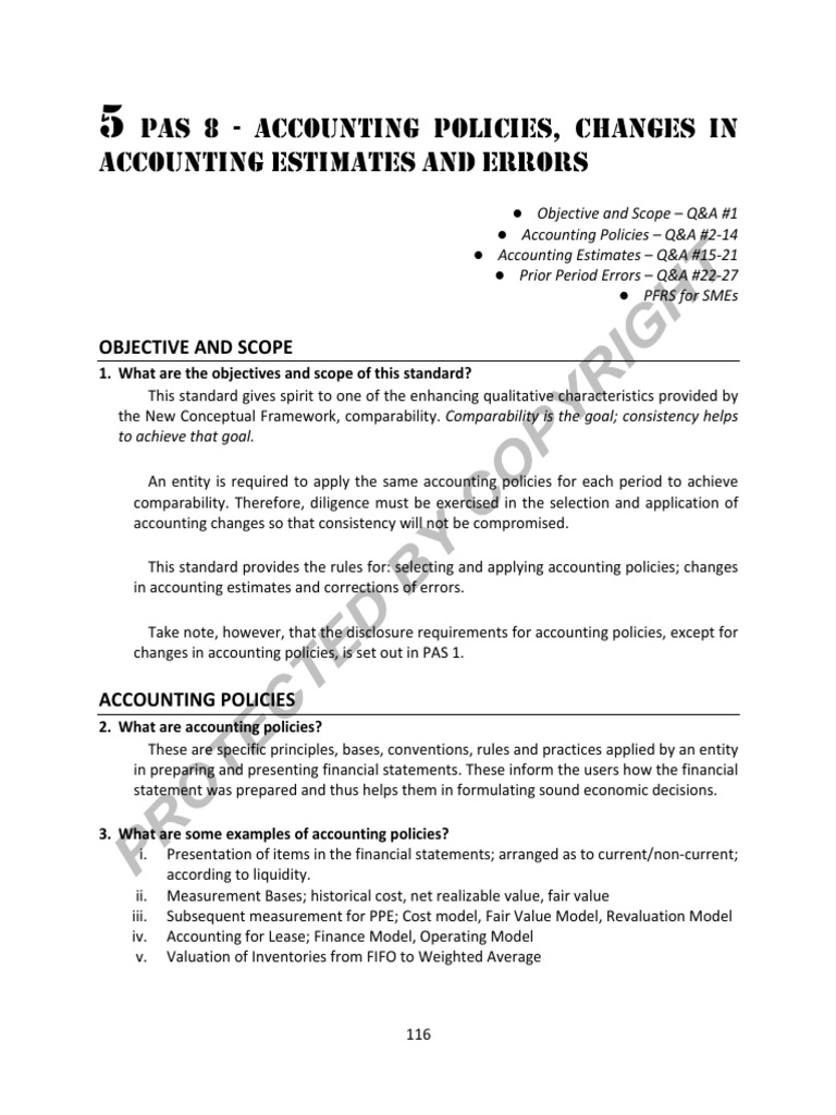 Chapter 5 PAS 8 Accounting Policies, Changes in Accouting Estimates and ...